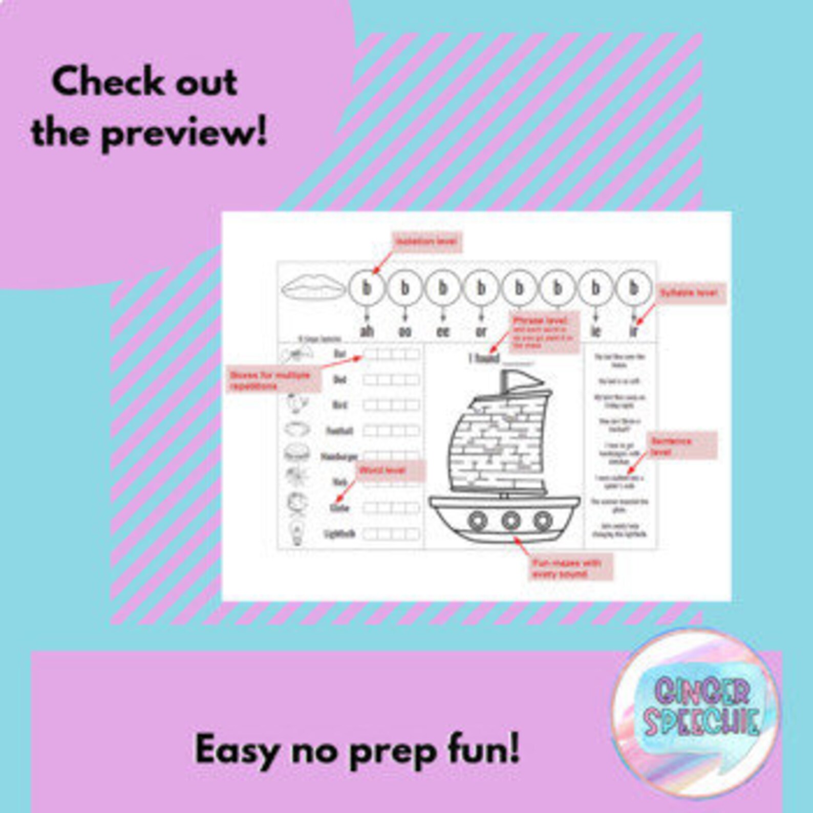 One Sheet Articulation Activities Must Have Speech Therapy - Etsy