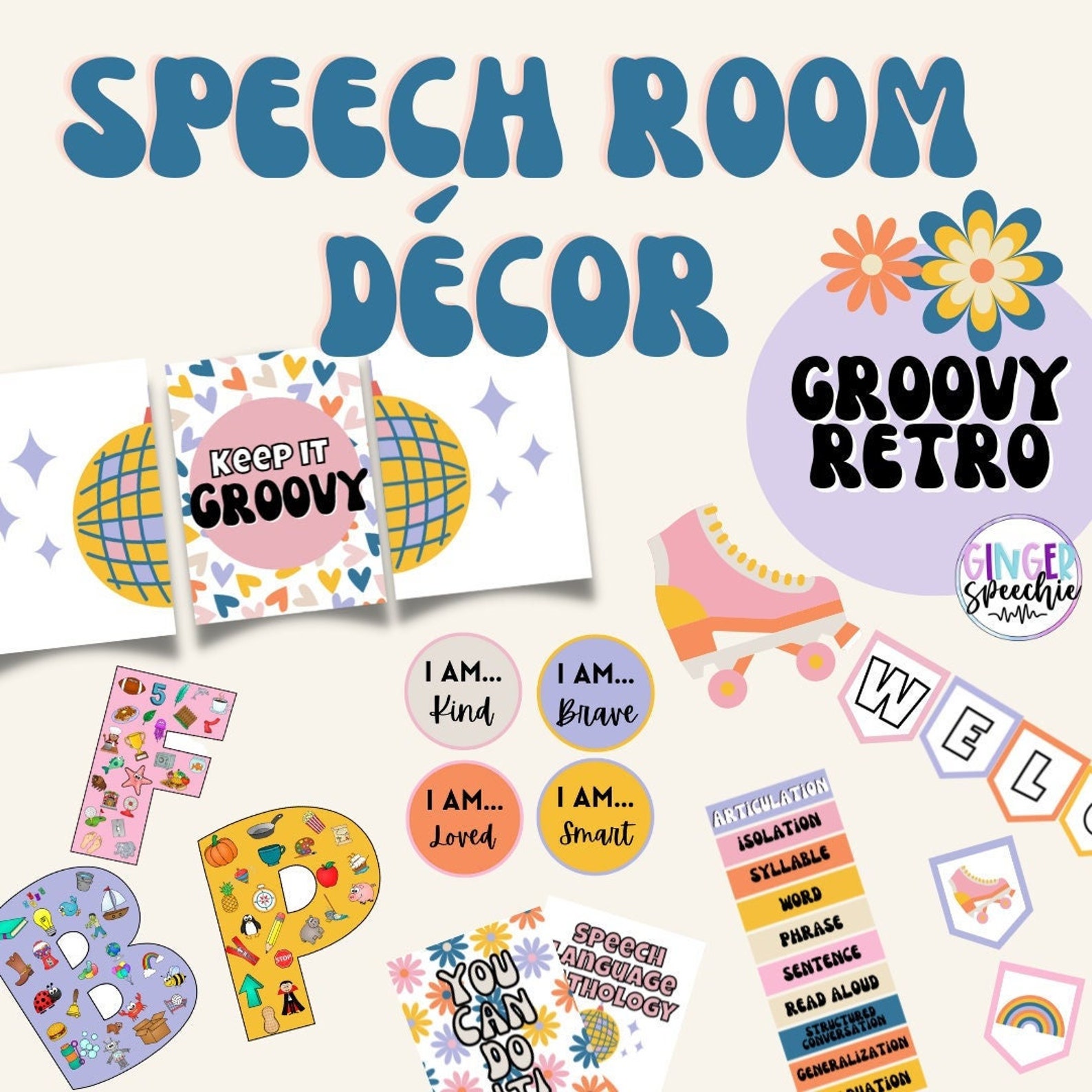 Groovy Retro Speech Room Décor 70's Theme Digital - Etsy