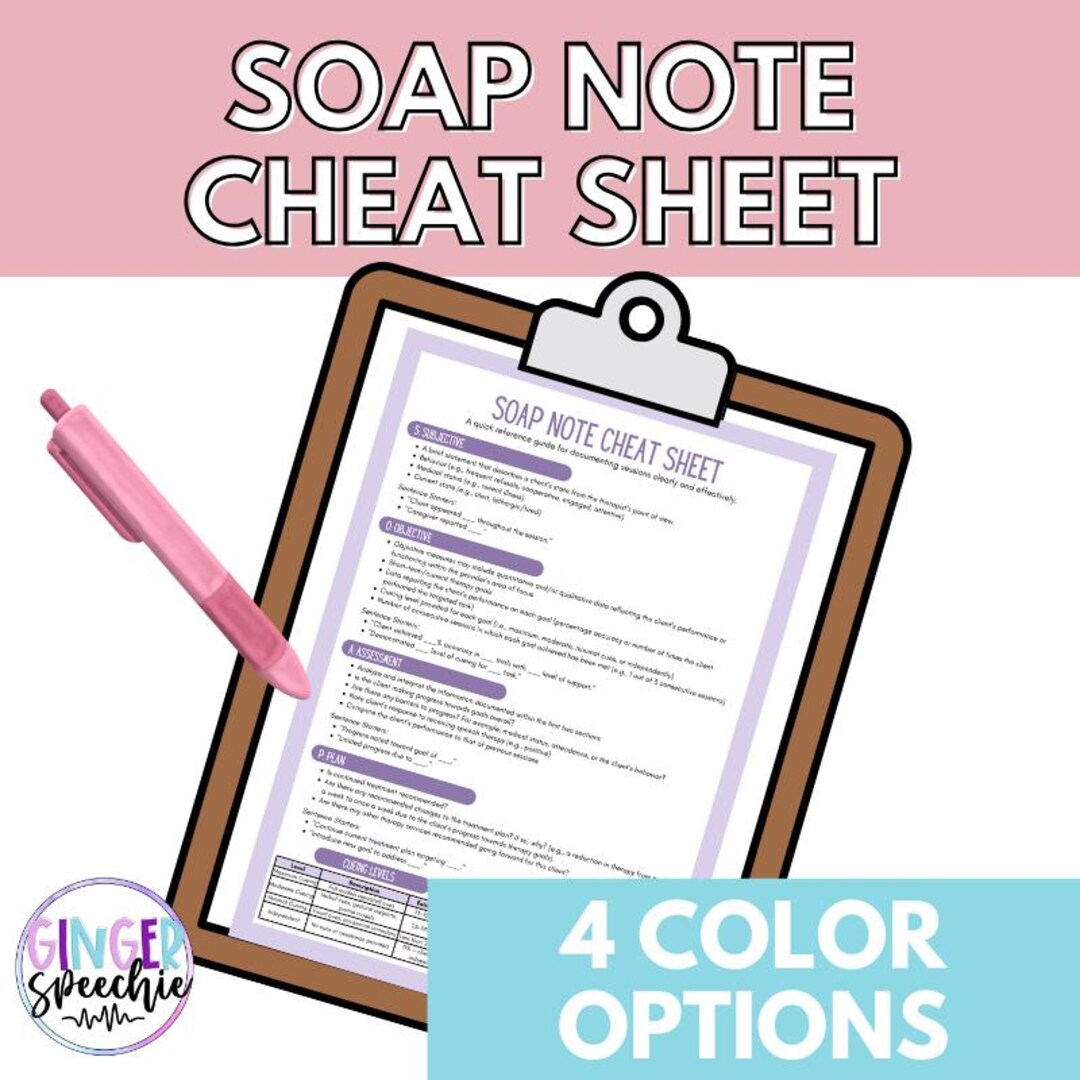 SOAP Note Cheat Sheet | Digital Download | for Slps, Ots, Pts & More - Etsy