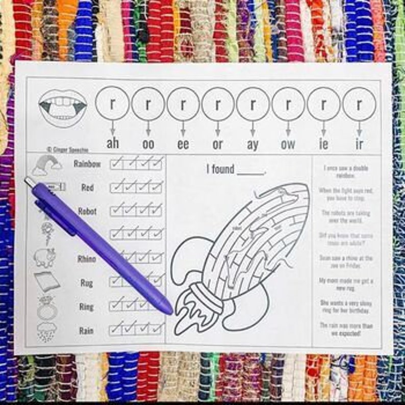 One Sheet Articulation Activities Must Have Speech Therapy - Etsy