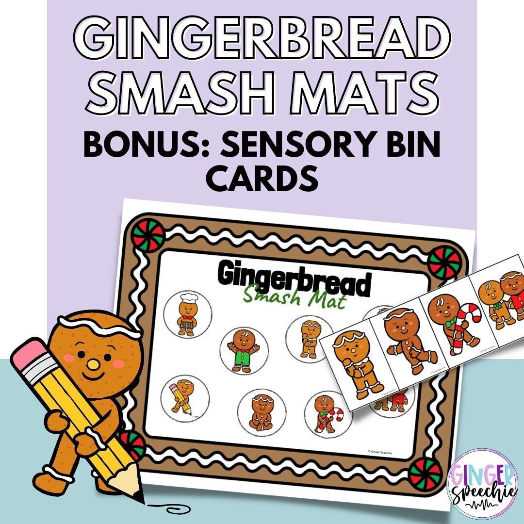 Gingerbread Smash Mats and Sensory Bin Cards | Parent Activities ...
