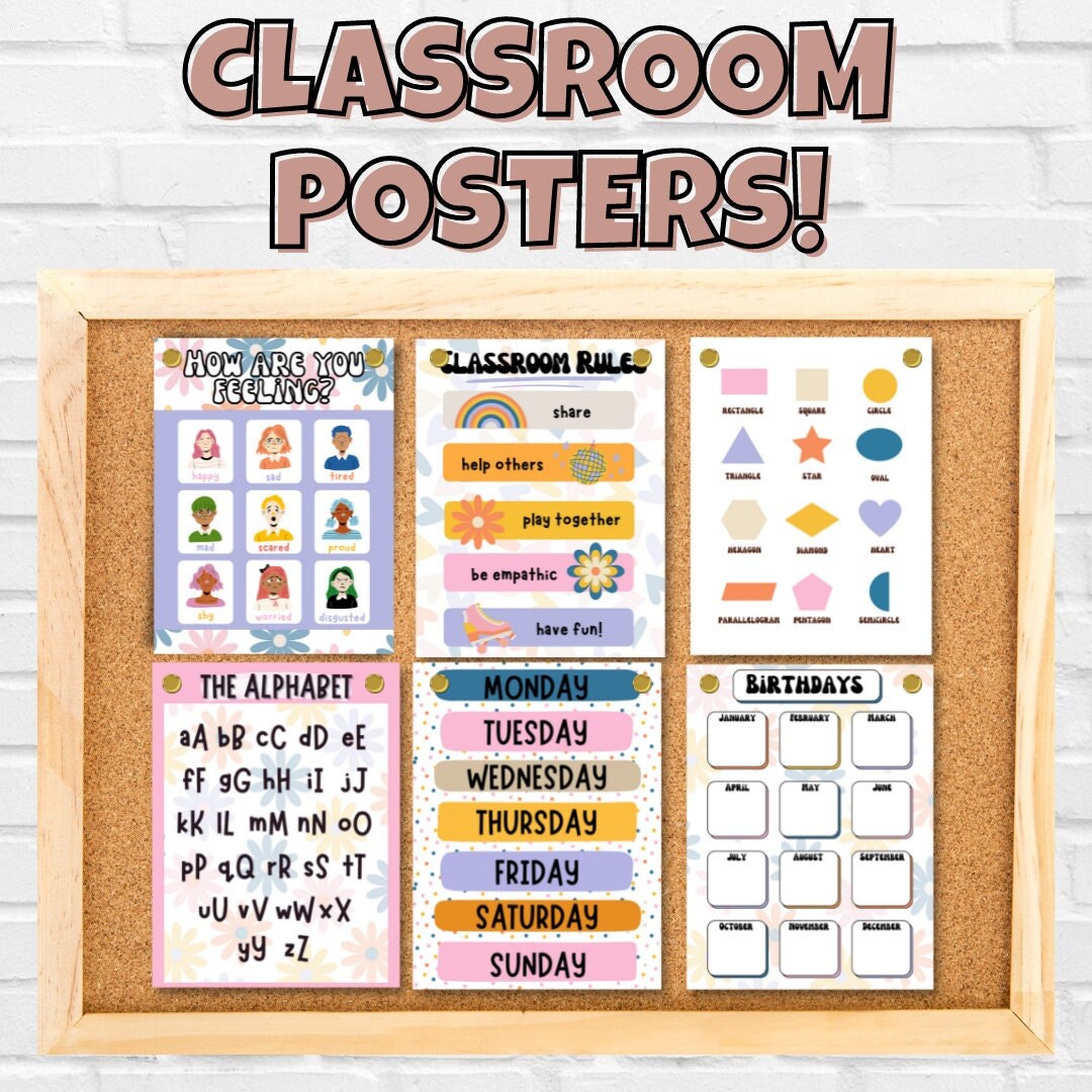 Groovy Retro Classroom Posters Décor | 70's Theme | Digital Download - Etsy