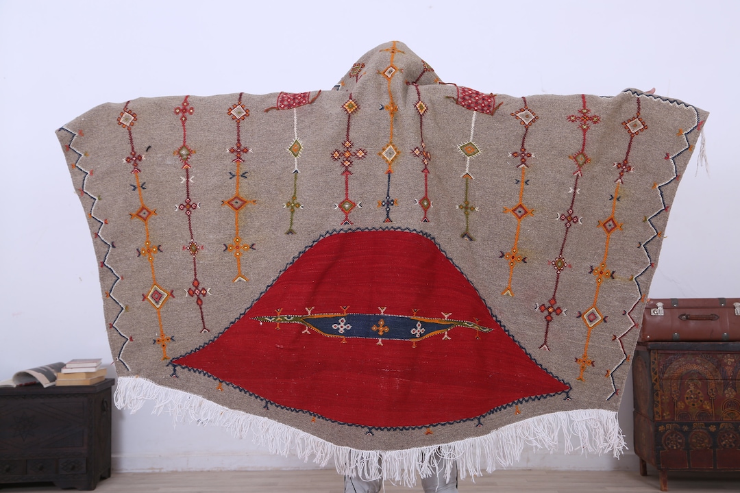 Gorgeous Moroccan Tribal Bournous Wool Berber Traditional Cape"akhnif ...