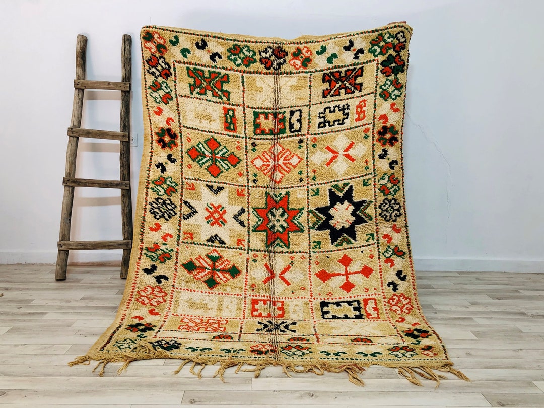 Organic Boujaad Rug 6x4 Feet,colorful Rug,luxury Rug,berber Area Rug ...