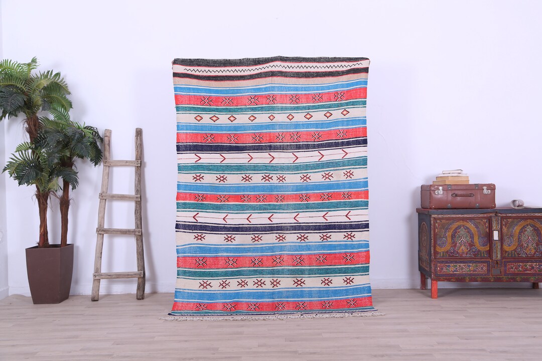 Moroccan Kilim,berber Design Kilim,handwoven Kilim,handmade Flat Woven ...