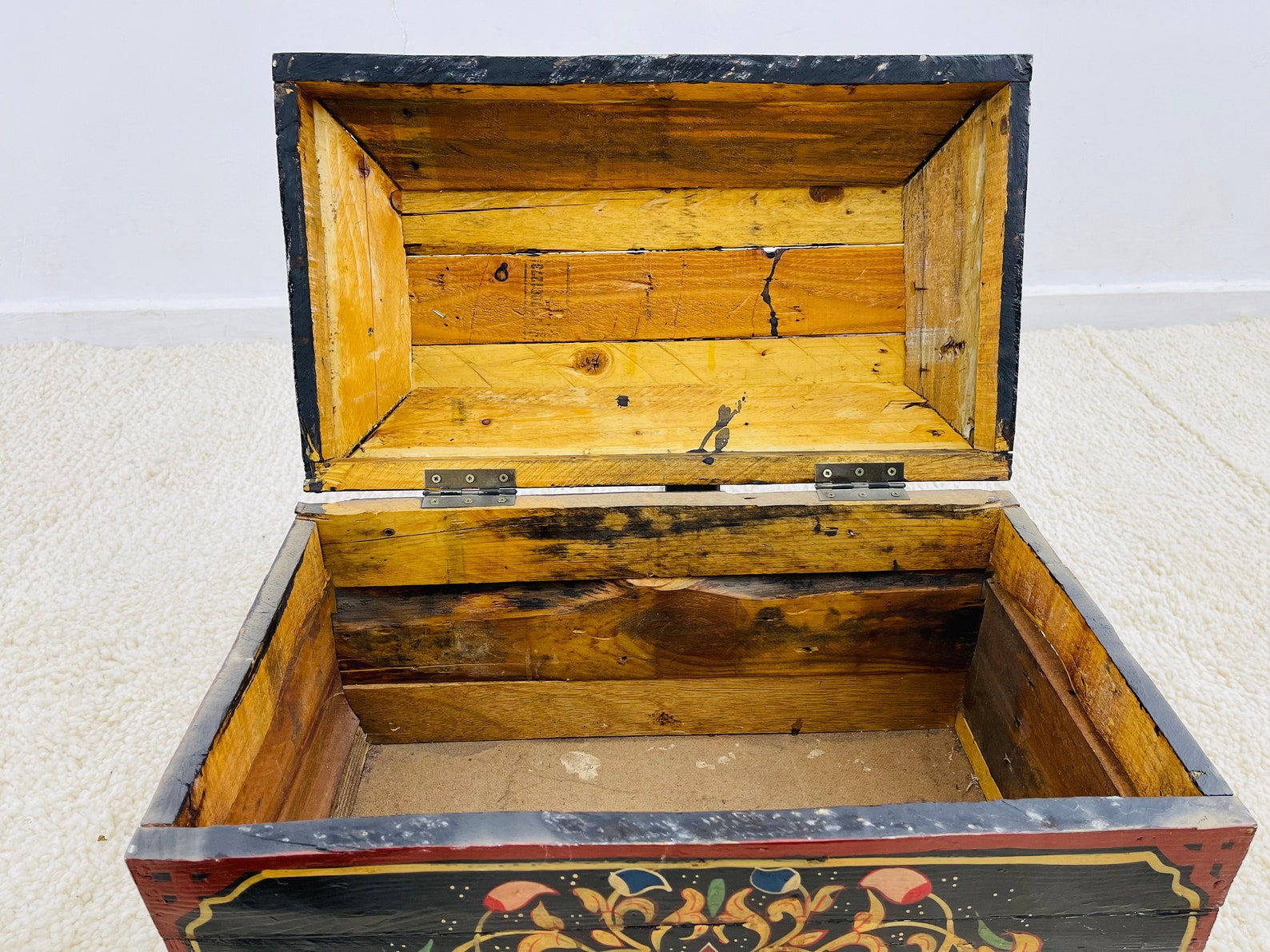 Vintage Trunk Wooden Chest Old Storage Box Decoative Wooden - Etsy