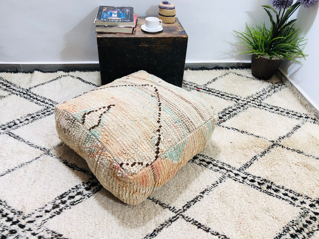 Vintage Rug Pouf,footstool Pouf,pillow Covers 24x24x8,freeshipping - Etsy