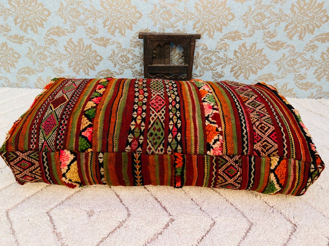 Rectangulare Floor Cushion Vintage Floor Pouf Ottoman Pouffe 48 X 24 X ...