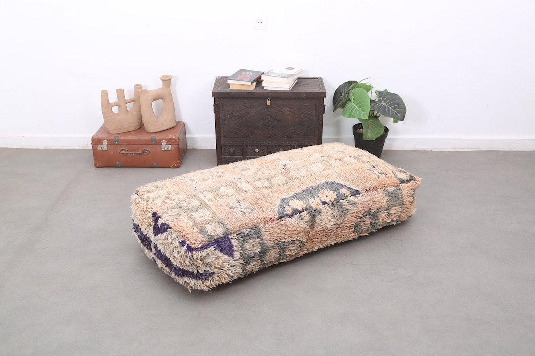 Moroccan Rectangular Pouf,vintage Ottoman Pouf,large Berber Pouf,approx ...