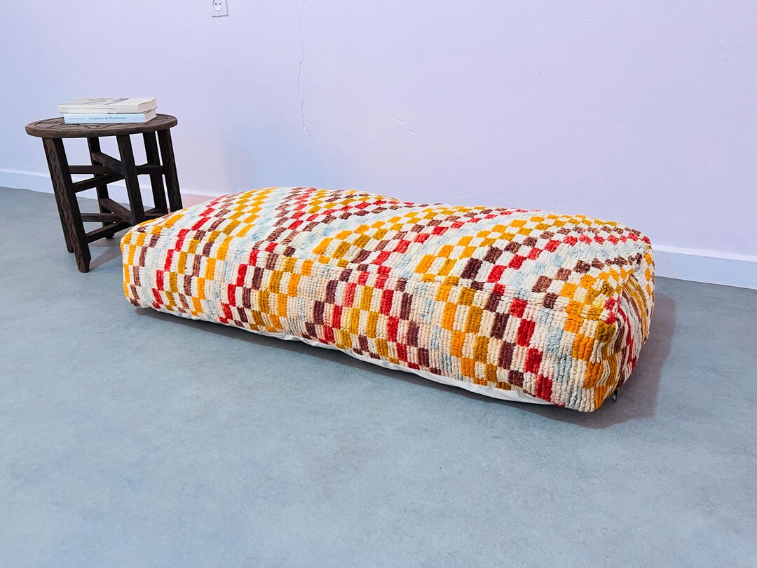 Extraordinary Rectangular Floor Cushion,ottoman Large Pouf,wool Pouf ...