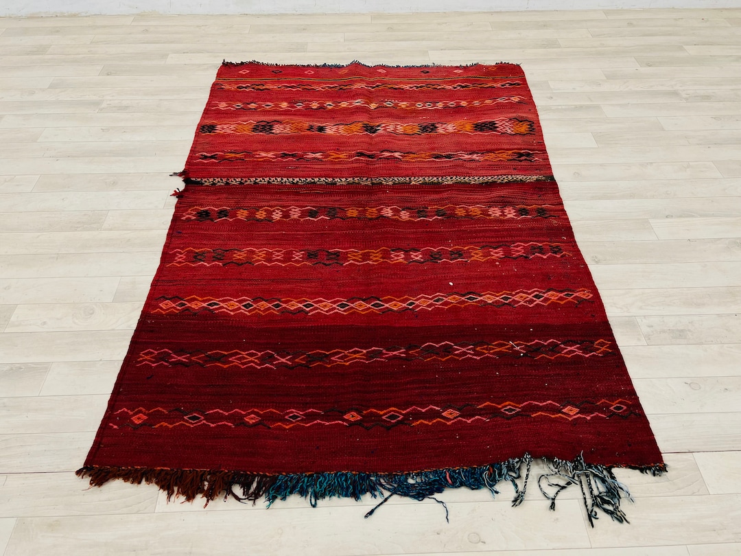 Small Red Kilim Rug ,flatwoven Rug,tribal Rug,morocca Kilim Rug ...