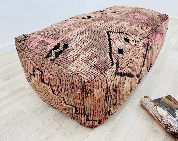 XXL Rectangular Moroccan 48 24 16 Ottoman Chair Pouf Large Pouf Pink ...