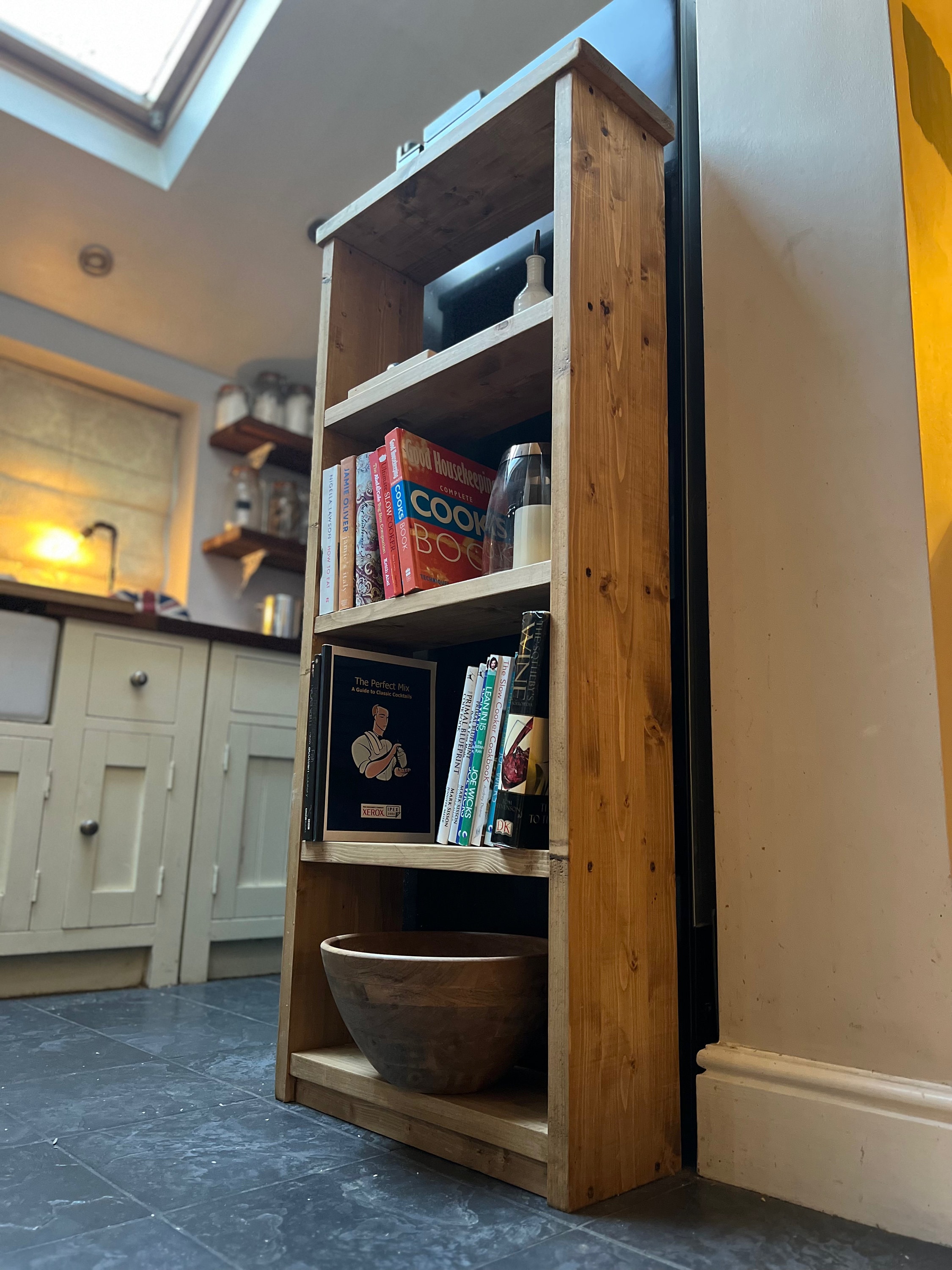 Minimalist rustic wood 22cm deep bookcase with 20cm deep bookshelves ...