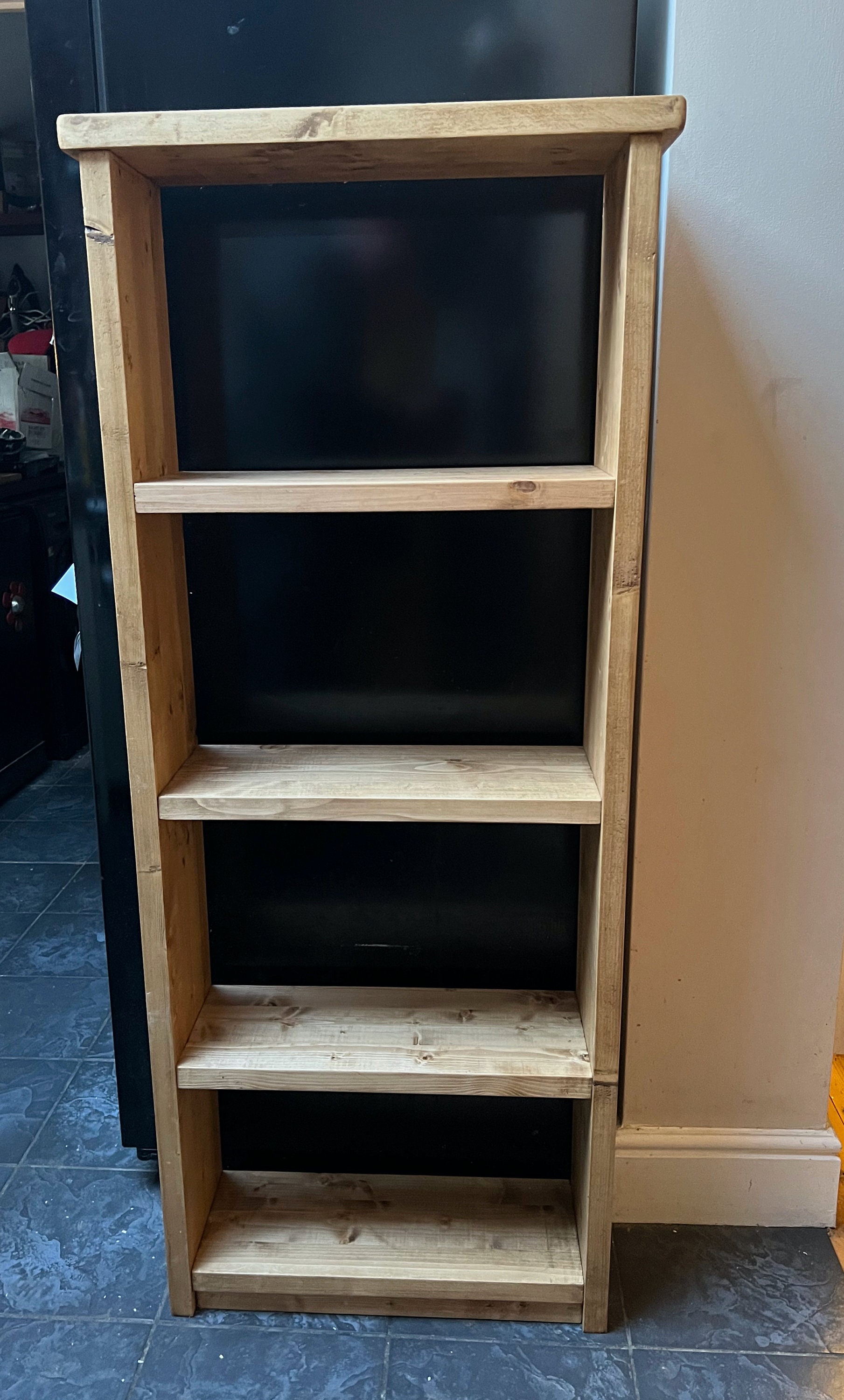 Minimalist rustic wood 22cm deep bookcase with 20cm deep bookshelves ...