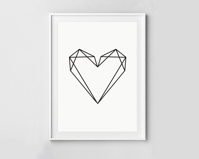 Geometric Heart Printable Wall Art Modern Line Drawing - Etsy UK Geometric Heart Printable Wall Art Modern Line Drawing - Etsy UK