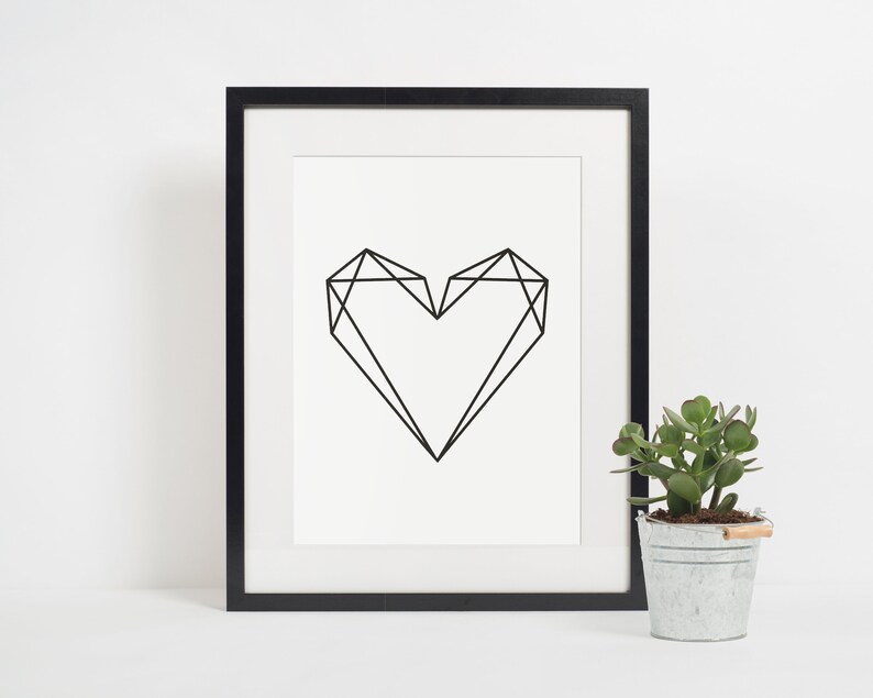 Geometric Heart Printable Wall Art Modern Line Drawing - Etsy UK Geometric Heart Printable Wall Art Modern Line Drawing - Etsy UK