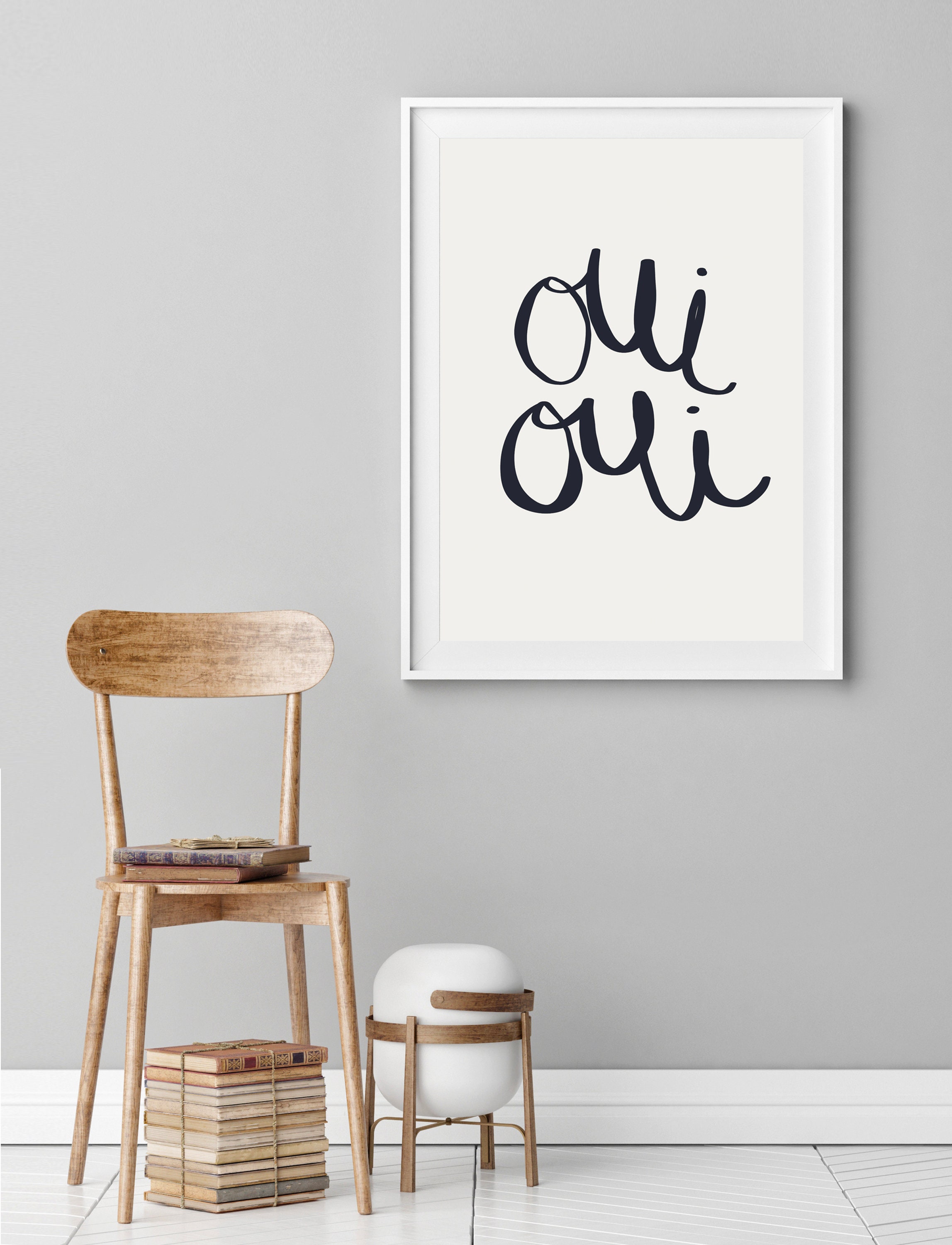 Oui Oui Kunstdruck Typografie Wandkunst Handbeschriftete Druck ...