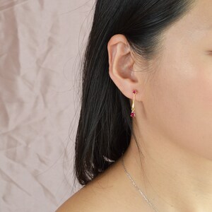 Ruby Gold Drop Earrings Art Deco, Genuine Ruby Vintage Dangle Earrings, Sterling Silver Earrings ...