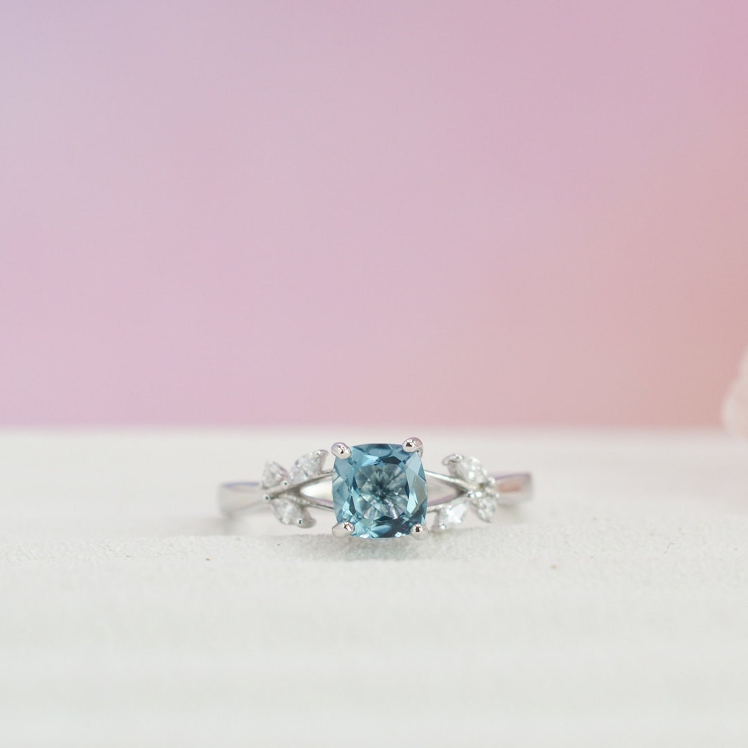 Topaz Sterling Silver Ring, Blue Stone Promise Ring, Engagement Ring ...