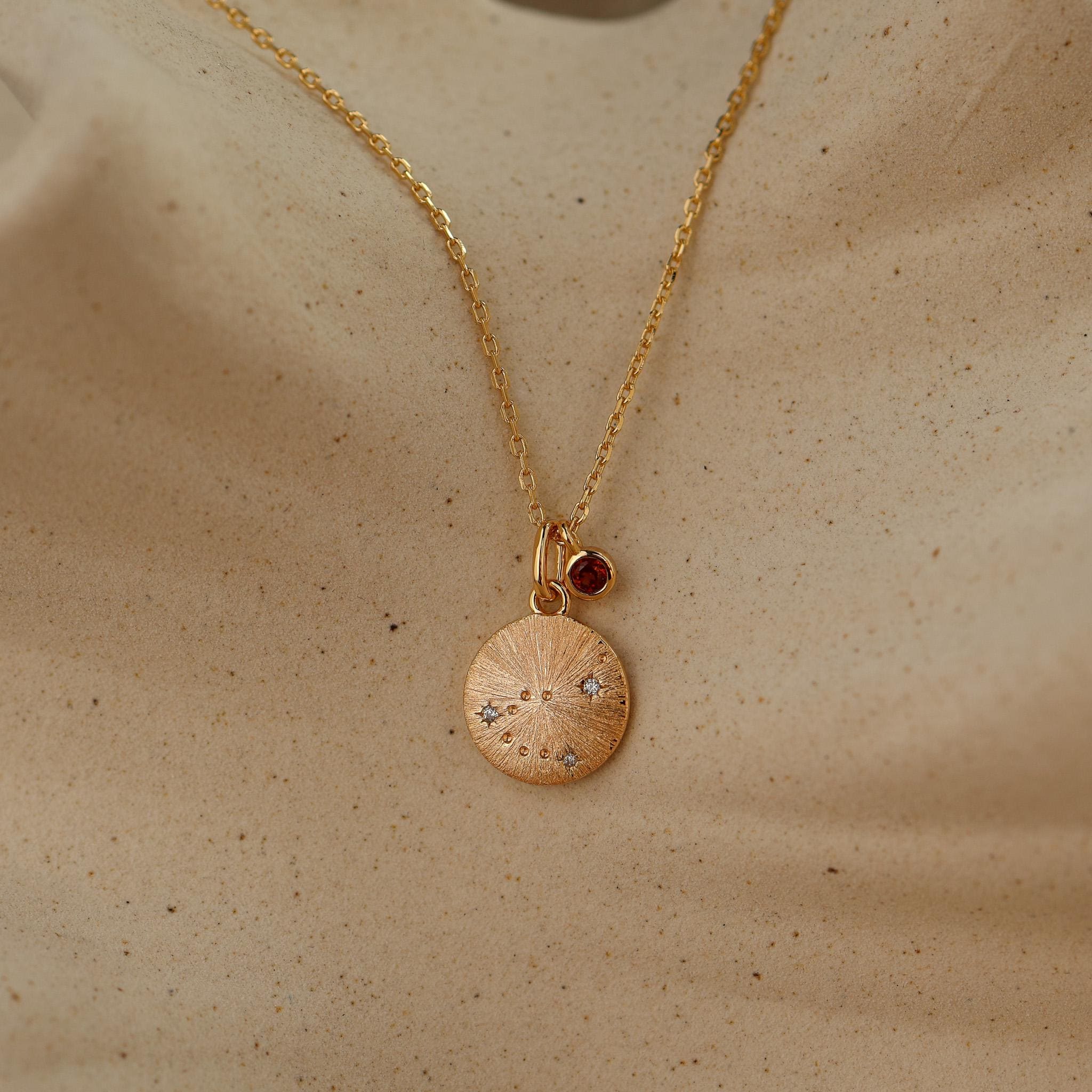 Natural Citrine Zodiac Constellation Necklace 14K Gold Vermeil, Mini ...
