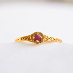 Genuine Ruby Star Ring Gold, Real Ruby Dainty Stacking Ring, Ruby ...