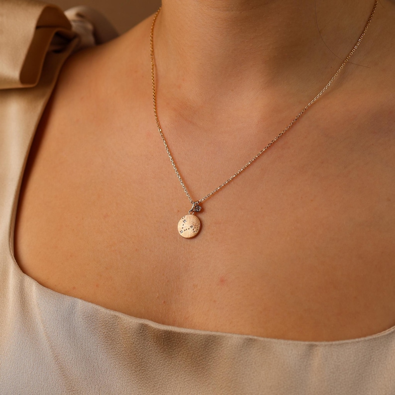 Natural Citrine Zodiac Constellation Necklace 14K Gold Vermeil, Mini ...