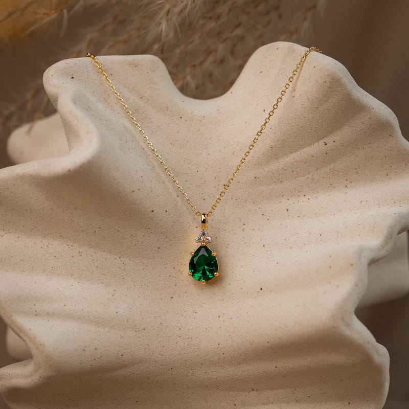 Gold, Green Necklace - Etsy UK