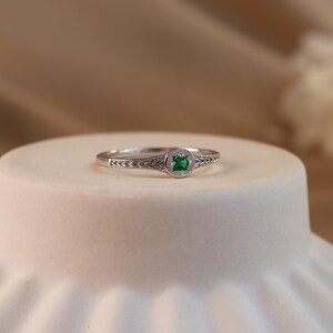 Genuine Emerald Star Ring Gold Sterling Silver Ring, Dainty Signet ...