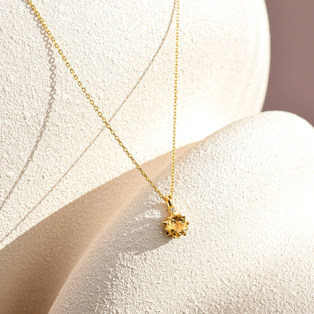 Solid Gold Natural Citrine Necklace, Star Necklace November Birthstone ...