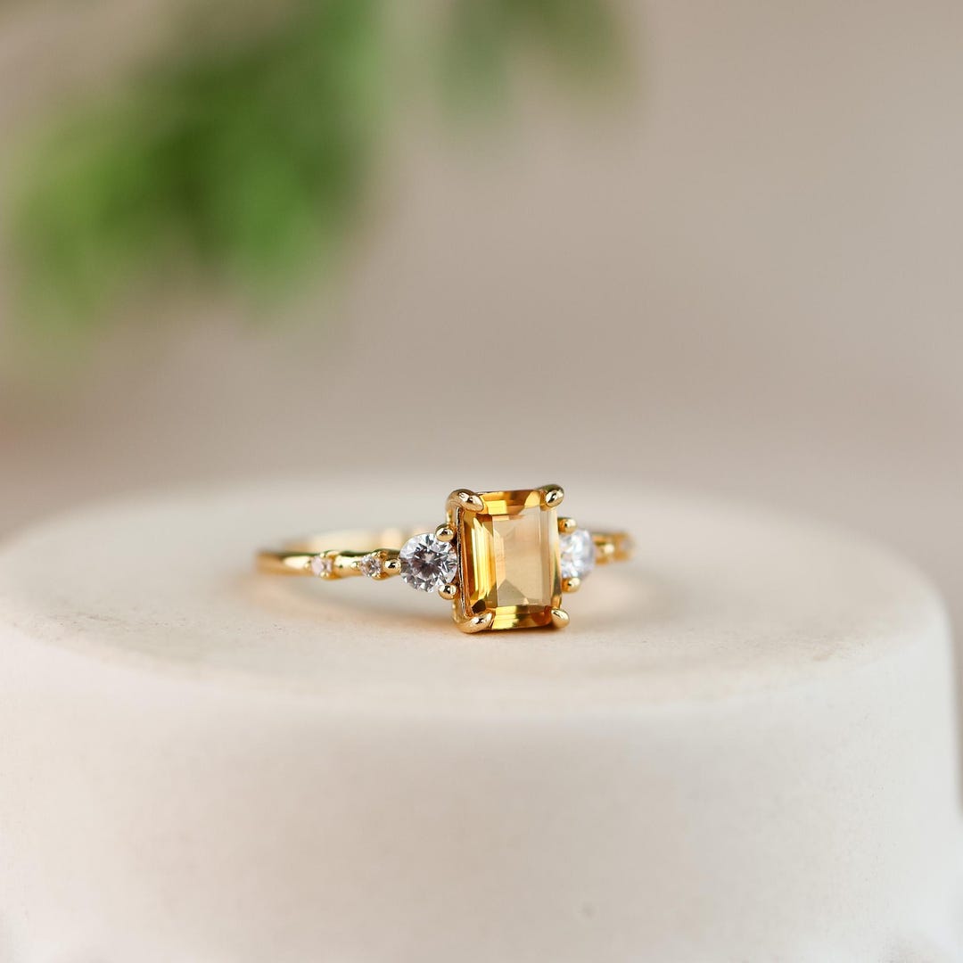 Natural Citrine Ring 14K Gold Vermeil, November Birthstone Jewelry ...