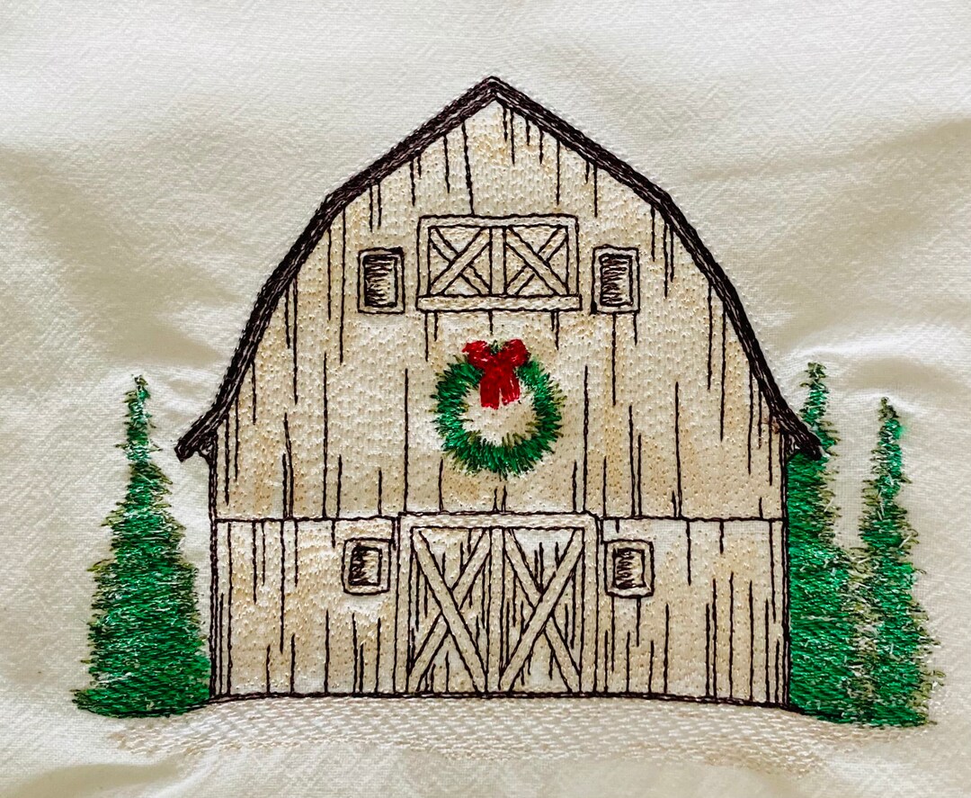 Christmas in the Country Barn Flour Sack Towel - Etsy