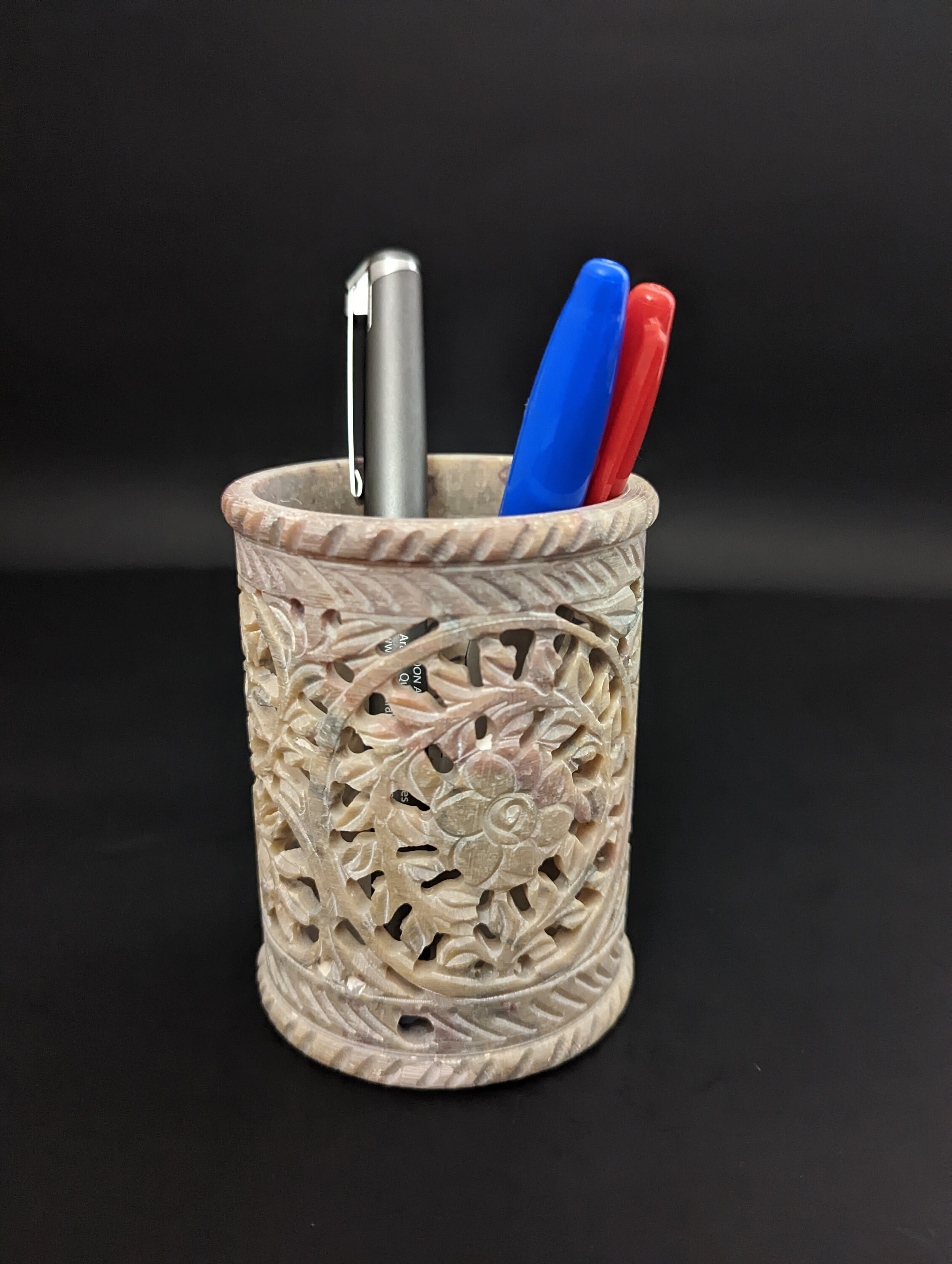 Hand Carved Soapstone Pen/pencil Holder - Etsy