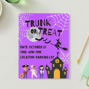 Editable Trunk or Treat Invitation Template | Halloween Invite | Canva ...