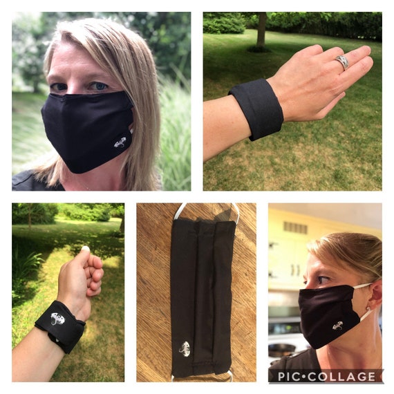 Face Mask Cuff Bracelet With Filter Pocket black With Dragon - Etsy