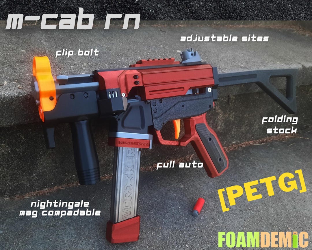 Nerf M-cab RN Flywheel Blaster Half Dart PETG - Etsy