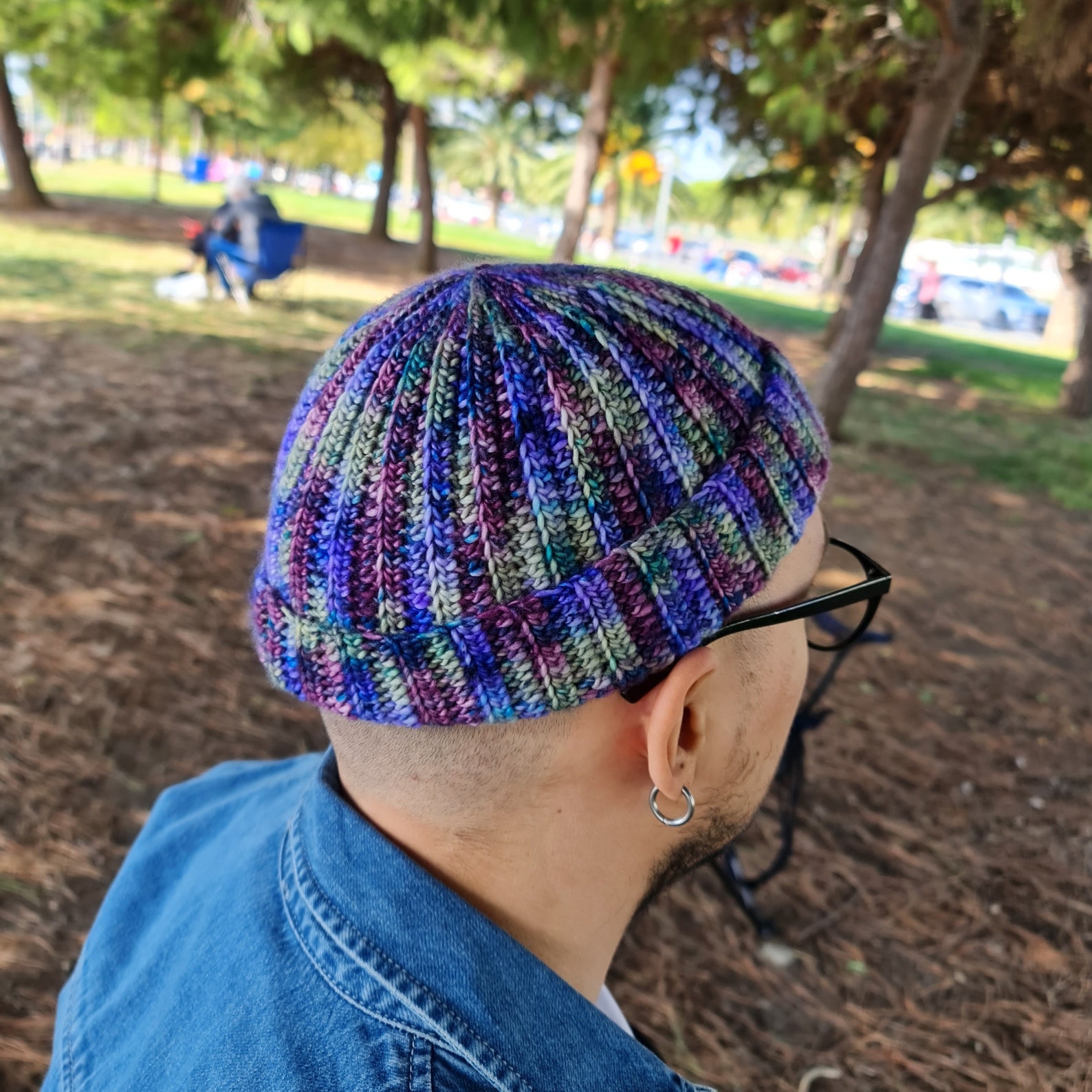 Crochet Merino Wool Docker Cap Hand Painted Colorful Fisherman Beanie ...