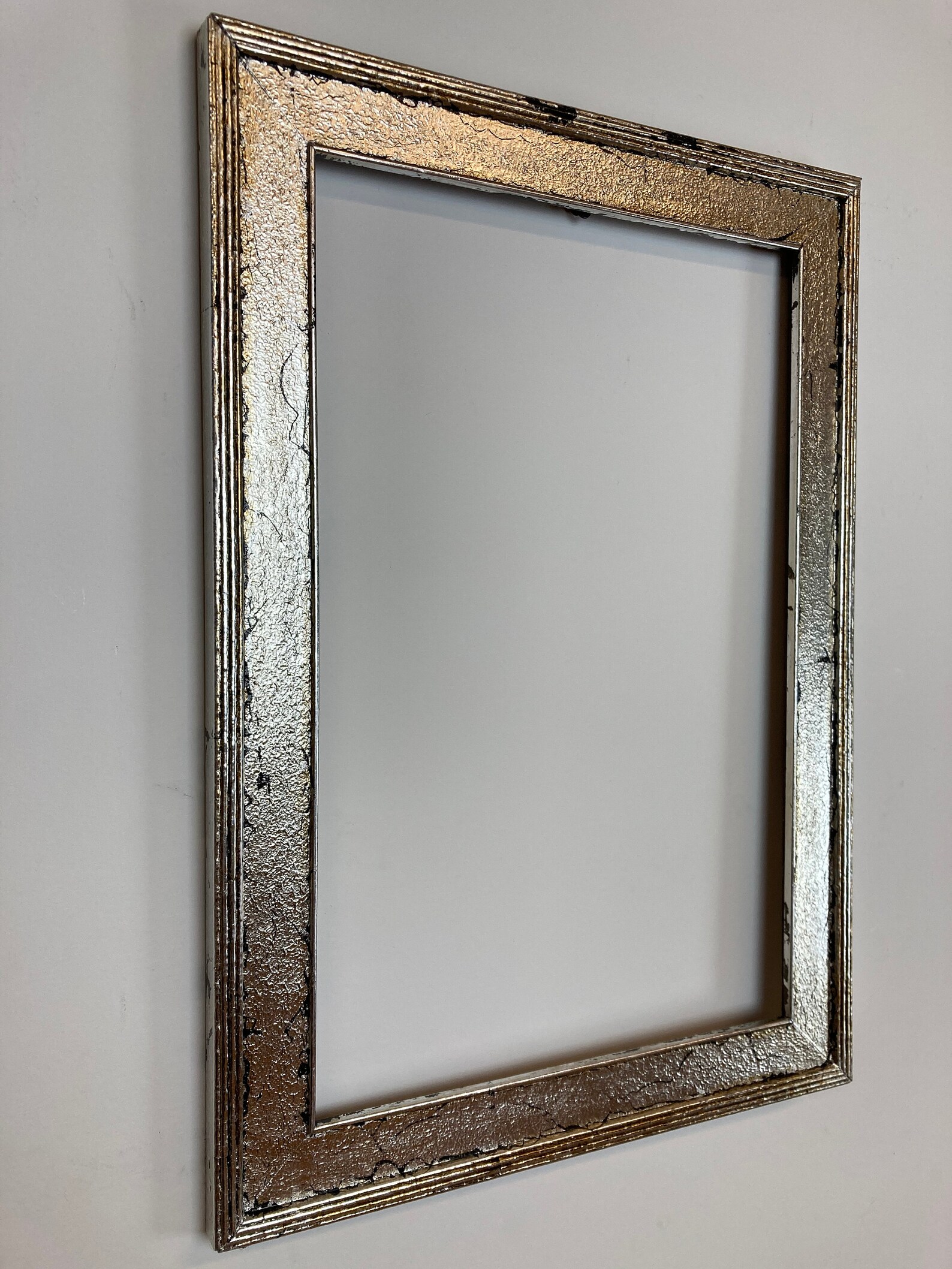 Antique Silver Leaf Picture Frame With a Contemporary Finish for a 15. ...