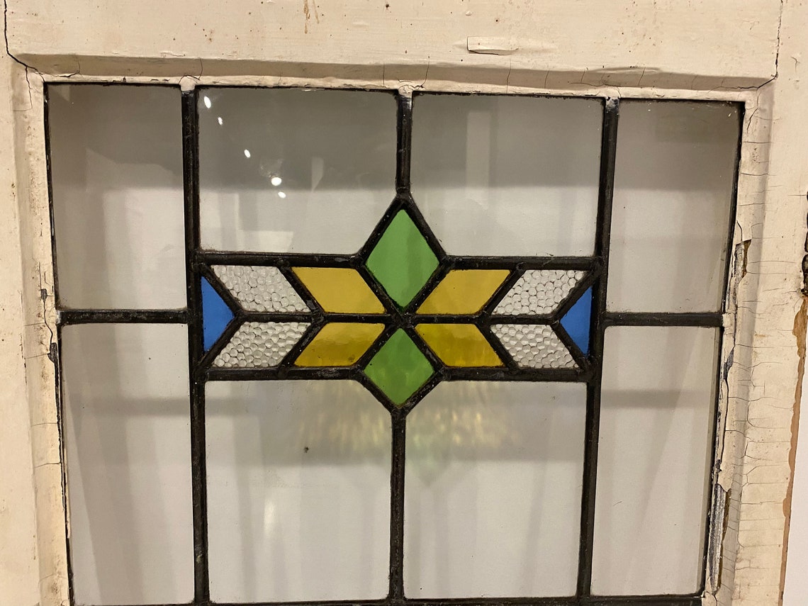 Antique English Stained Glass Window - Etsy