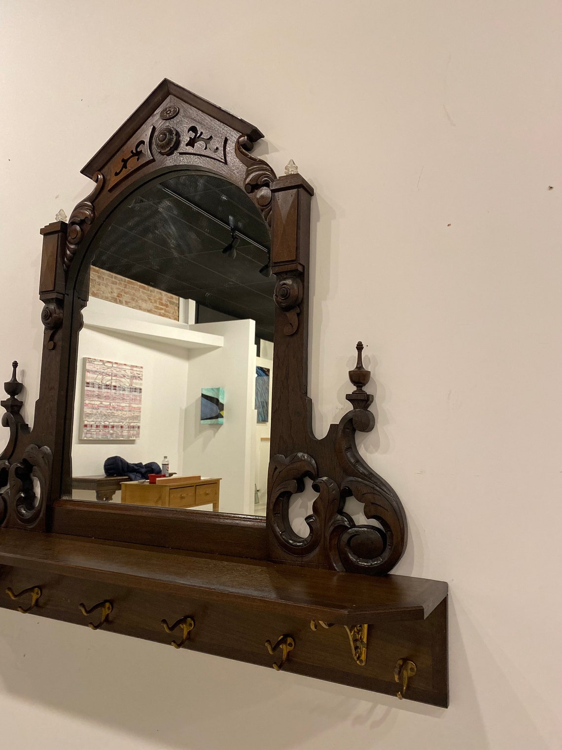 Antique Wall Hung Custom Mirror and Coat Rack - Etsy
