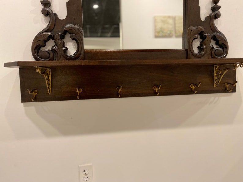 Antique Wall Hung Custom Mirror and Coat Rack - Etsy