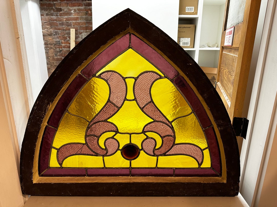 Arched Stained Glass Window 1890s - Etsy
