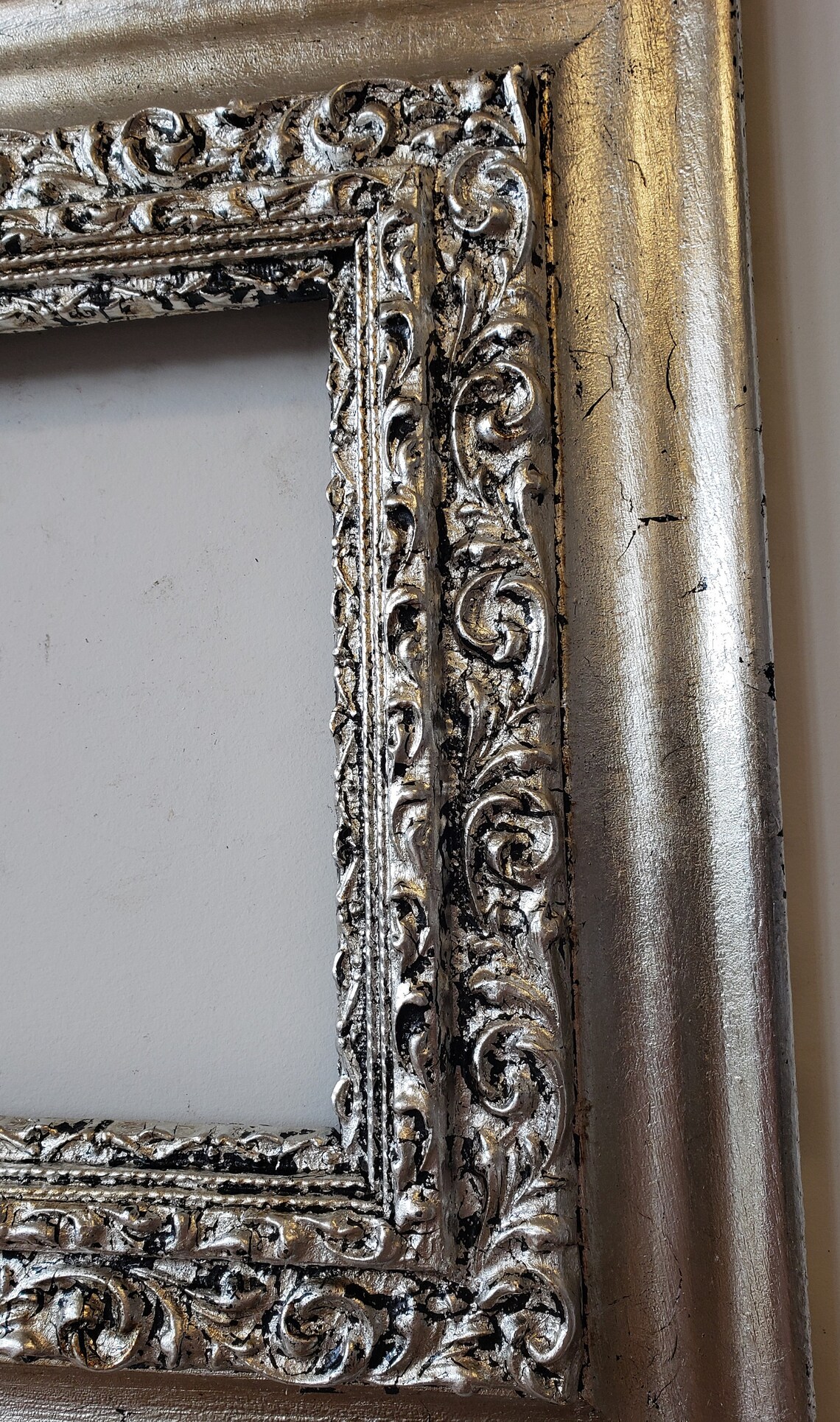 Antique Silver Leaf Picture Frame With a Contemporary Finish for a 9 5/ ...