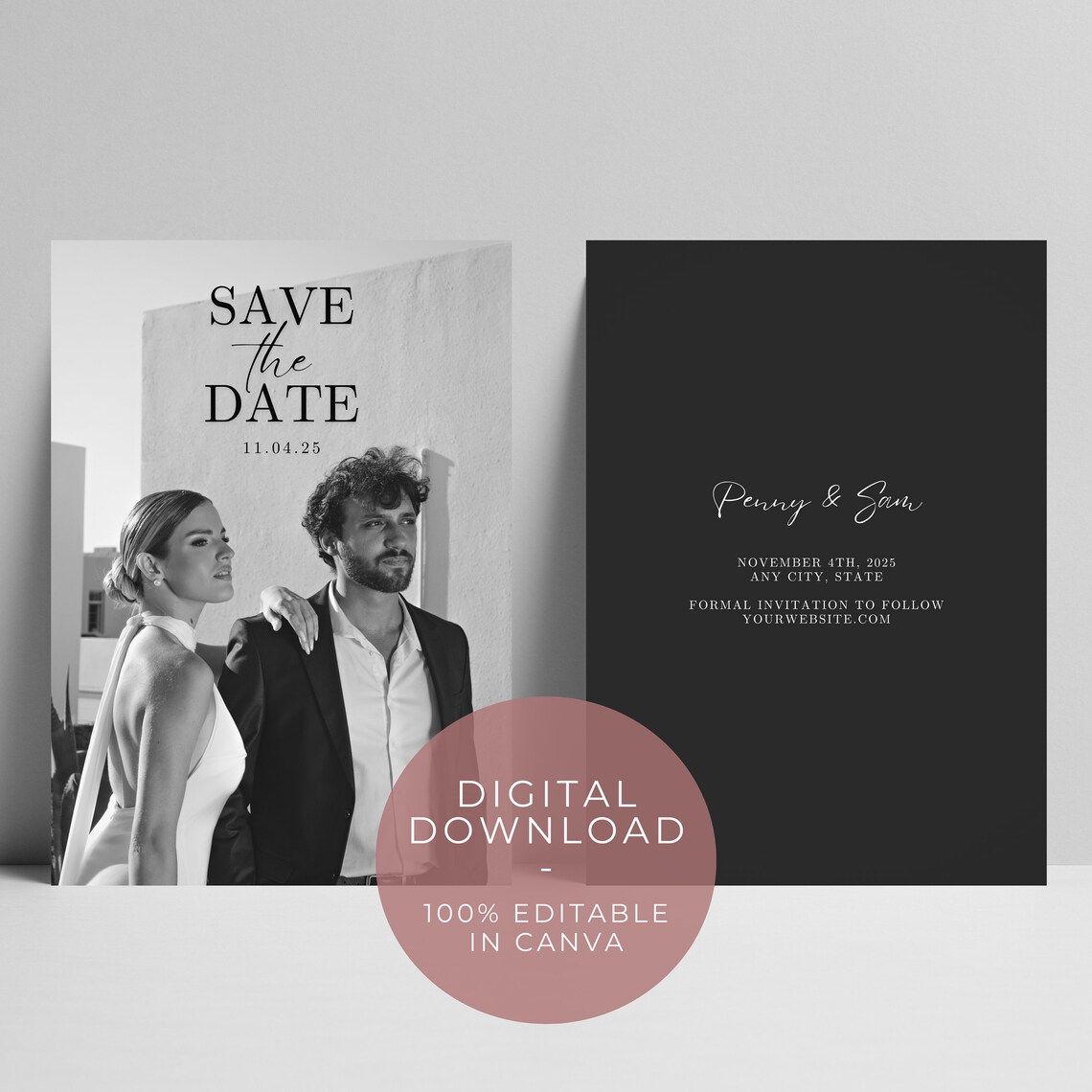 Modern Minimal Save the Date Template, Save the Date With Photo ...
