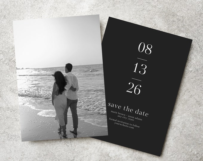 Modern Minimal Save the Date Template, Save the Date With Photo ...