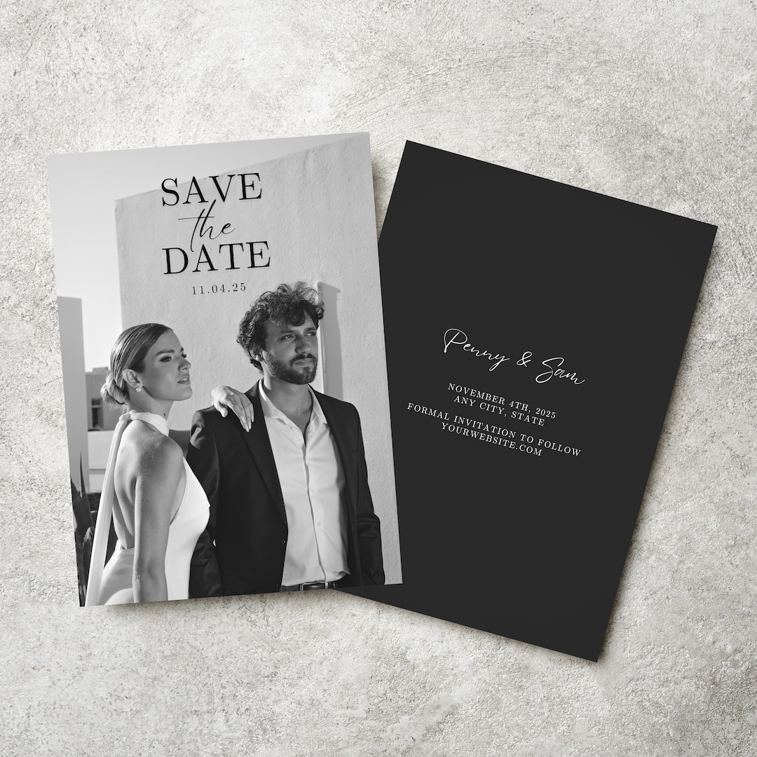Modern Minimal Save the Date Template, Save the Date With Photo ...