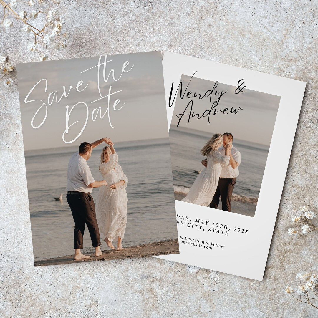 Modern Minimal Save the Date Template, Save the Date With Photo ...