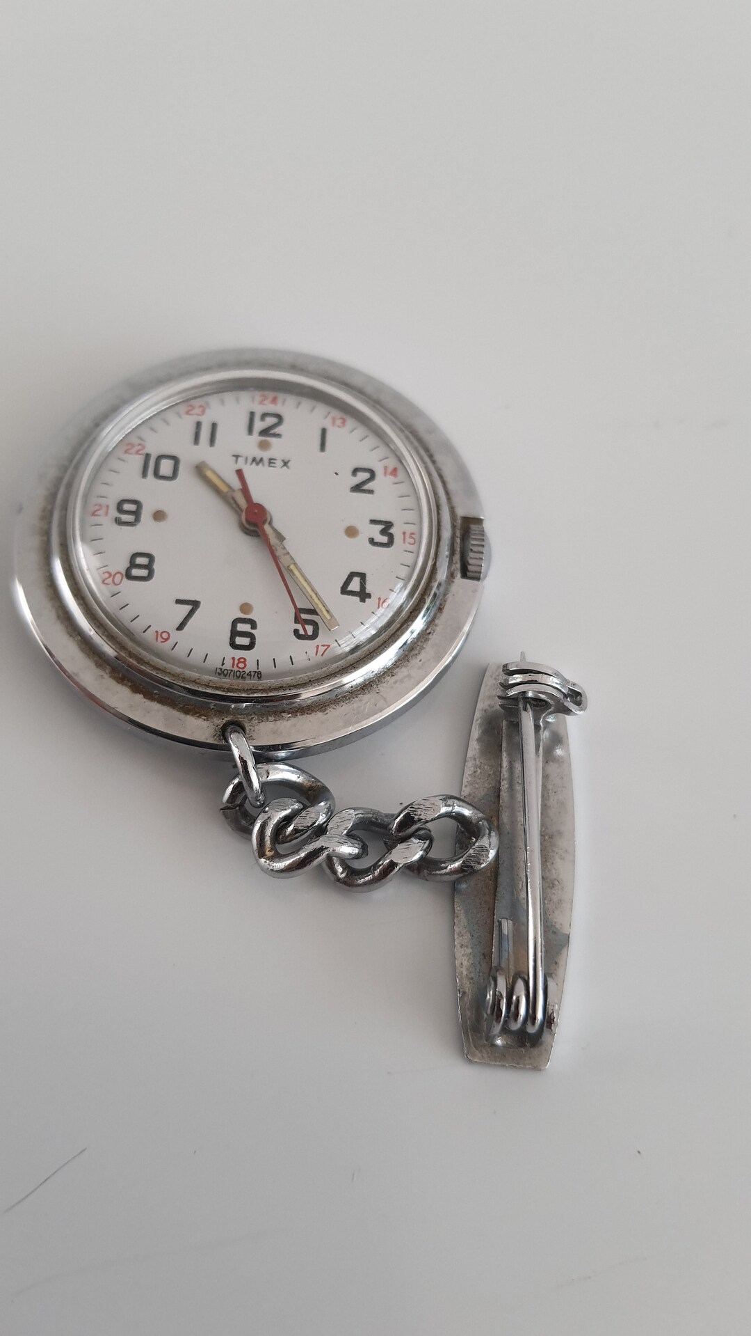 Timex Stainless Steel Nurses Fob Vintage Watch Chrome Silver 1970s Pin ...
