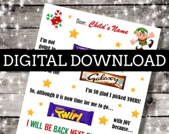 Personalised Elf Arrival Message Chocolate Board DIGITAL DOWNLOAD ...