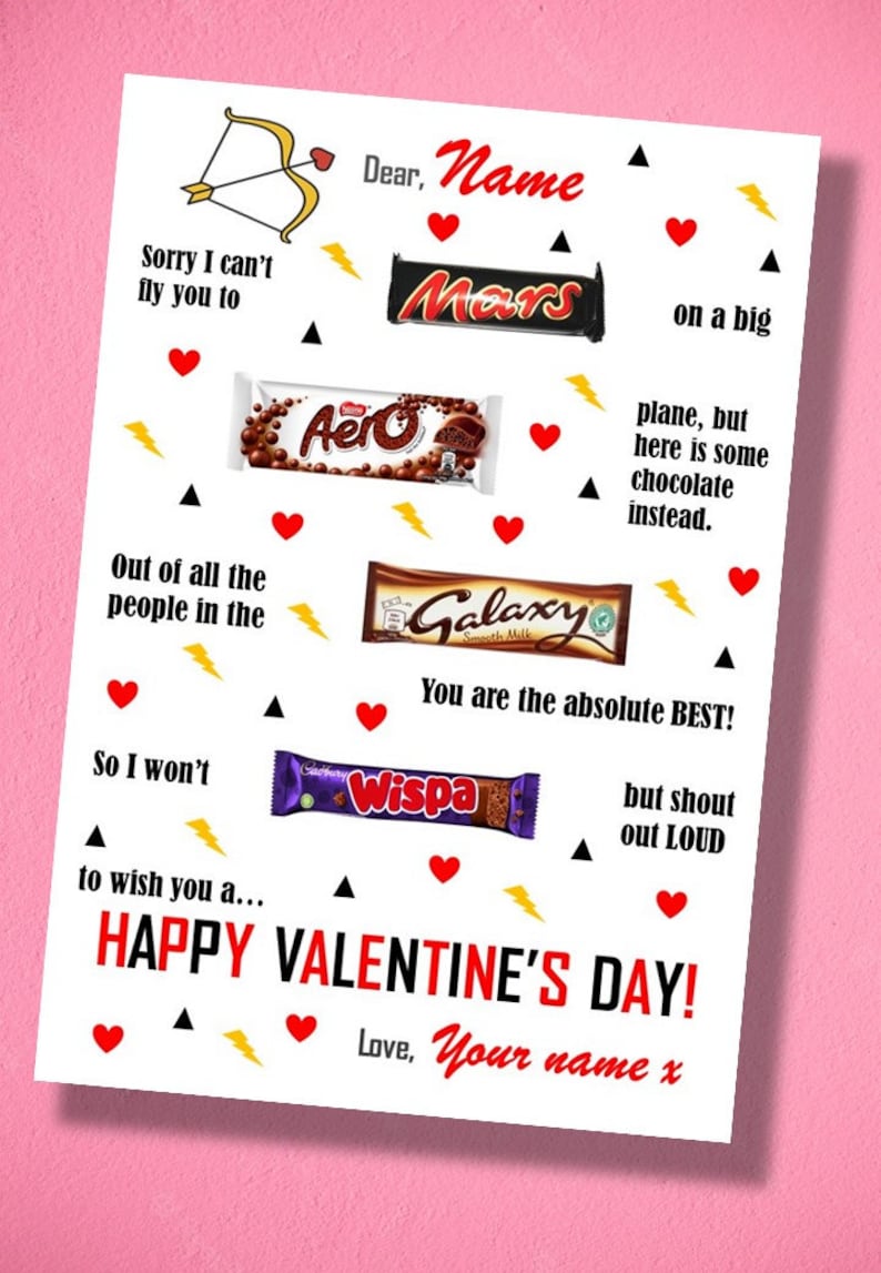 Personalised VALENTINE'S DAY Chocolate Message Board DIGITAL Download ...