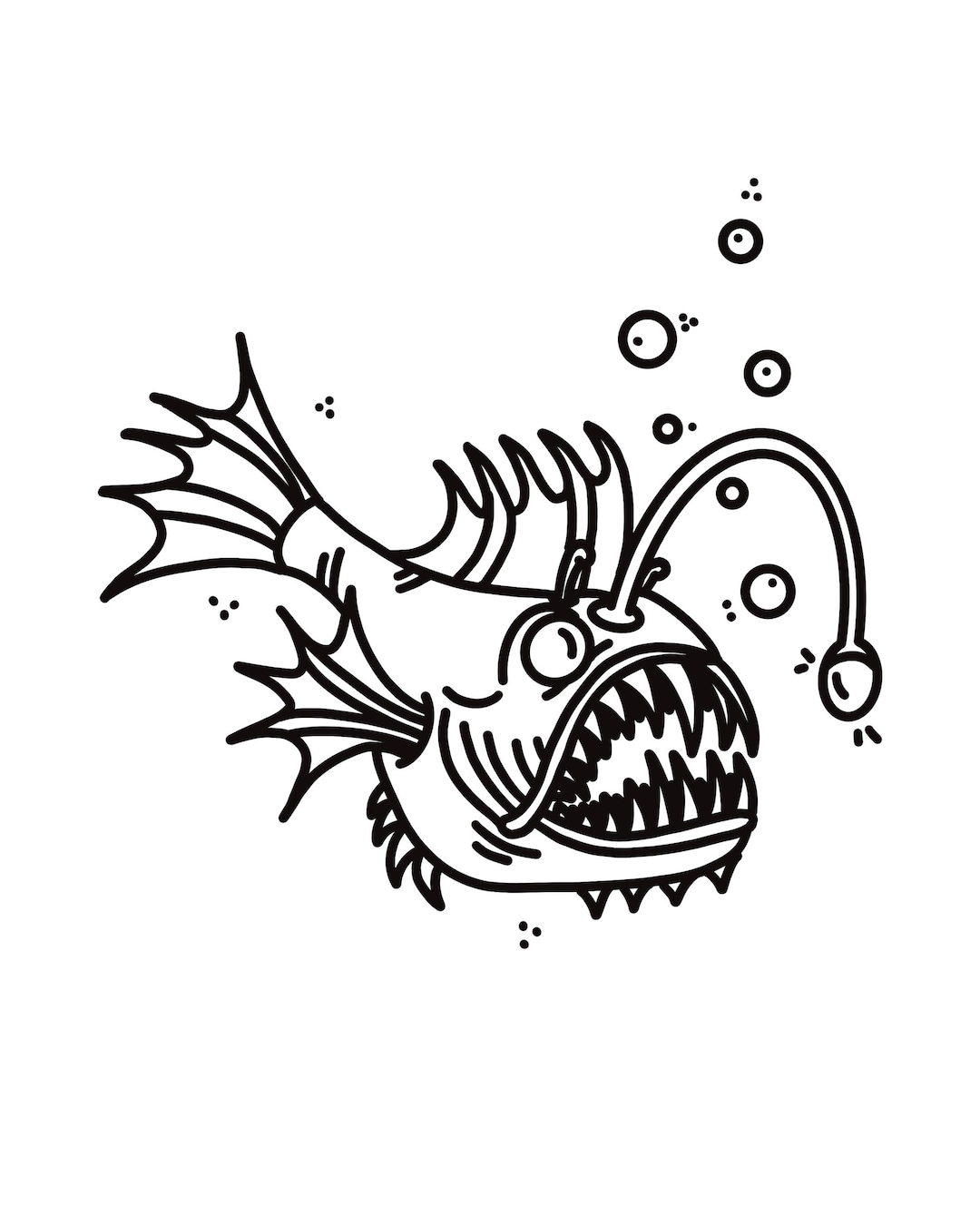 Angler Fish Colouring Page - Etsy
